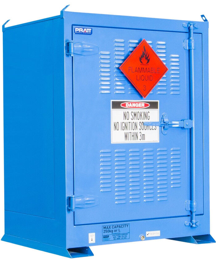 DANGEROUS GOODS OUTDOOR STORAGE CABINET:250L - 1 DOOR - 2 SHELVES - Pratt